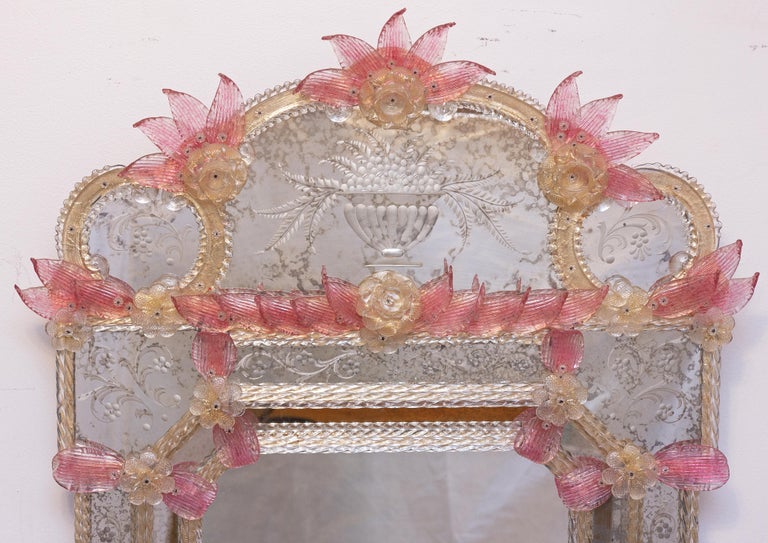 Vintage Venetian Murano Glass Mirror For Sale at 1stDibs