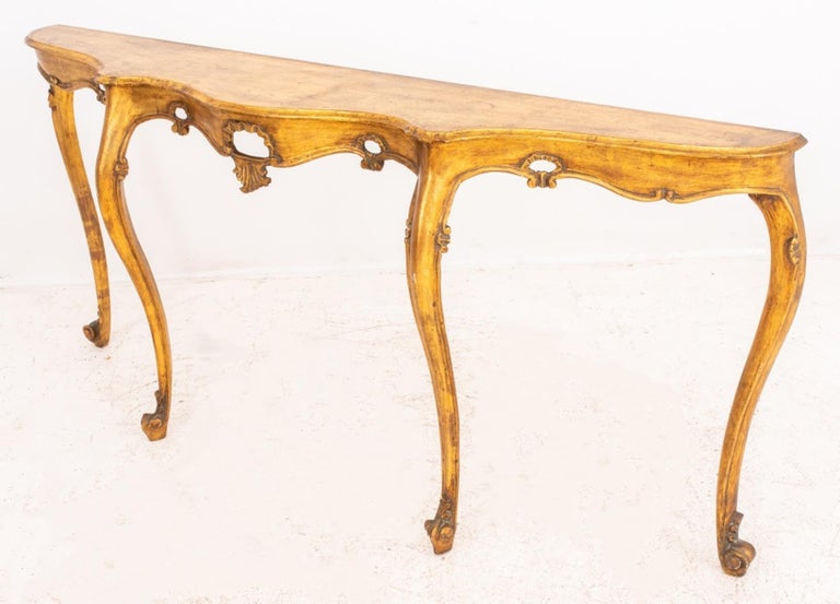 Vintage Venetian Rococo Style Giltwood Console For Sale at 1stDibs