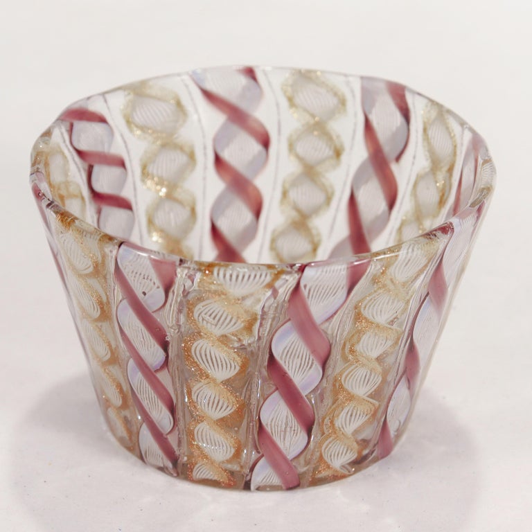 Vintage Venetian/Salviati Murano Glass Latticino Zanfirico Finger Bowl ...