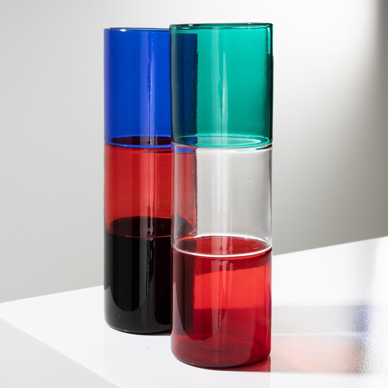 Vintage Venini Murano Fulvio Bianconi Double Incalmo Blown Glass Vase ...