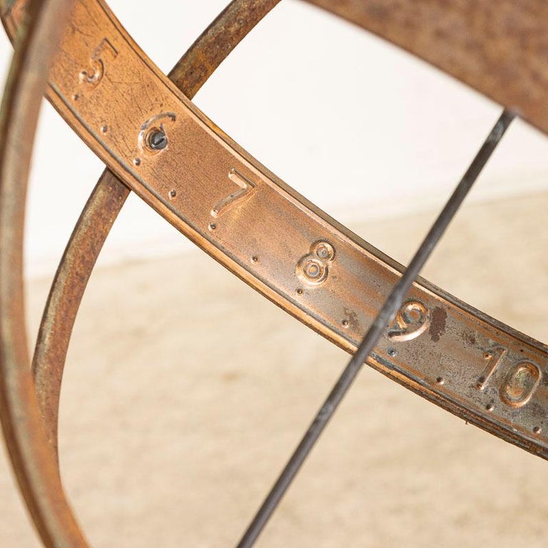 Vintage Verdigris Sun Clock Armillary Sun Dial on Pedestal with Atlas ...