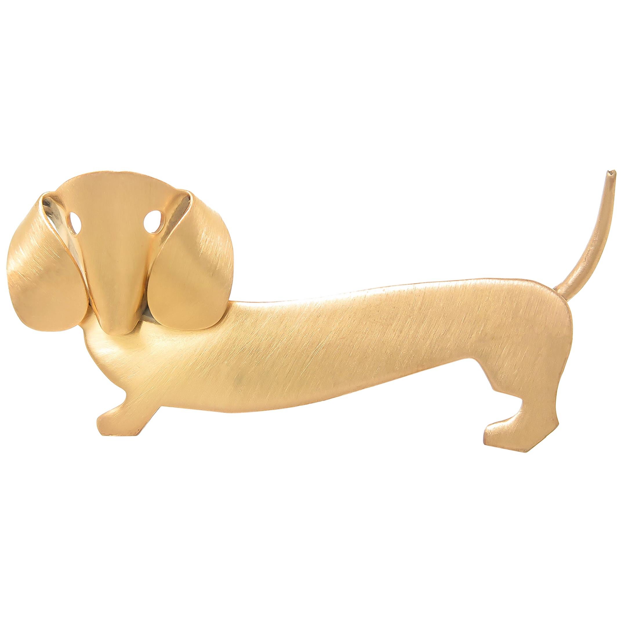 Vintage Vermeil Dachshund Dog Brooch at 1stDibs