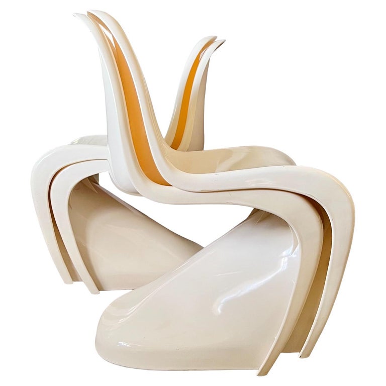 Vintage Verner Panton Style Cream S Chairs, Set of 4 at 1stDibs