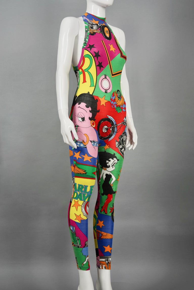 Vintage VERSACE Betty Boop Cartoon Pop Art Print Catsuit Jumpsuit at ...