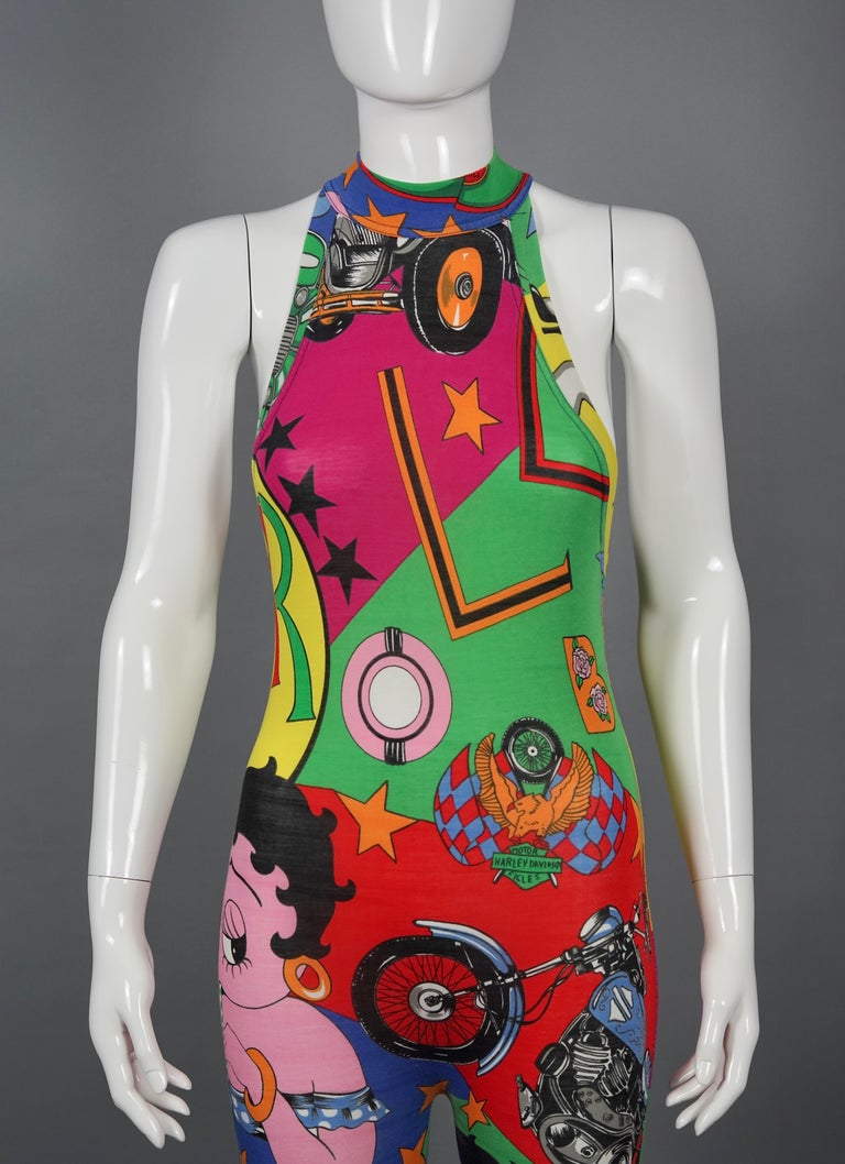 Vintage VERSACE Betty Boop Cartoon Pop Art Print Catsuit Jumpsuit at ...