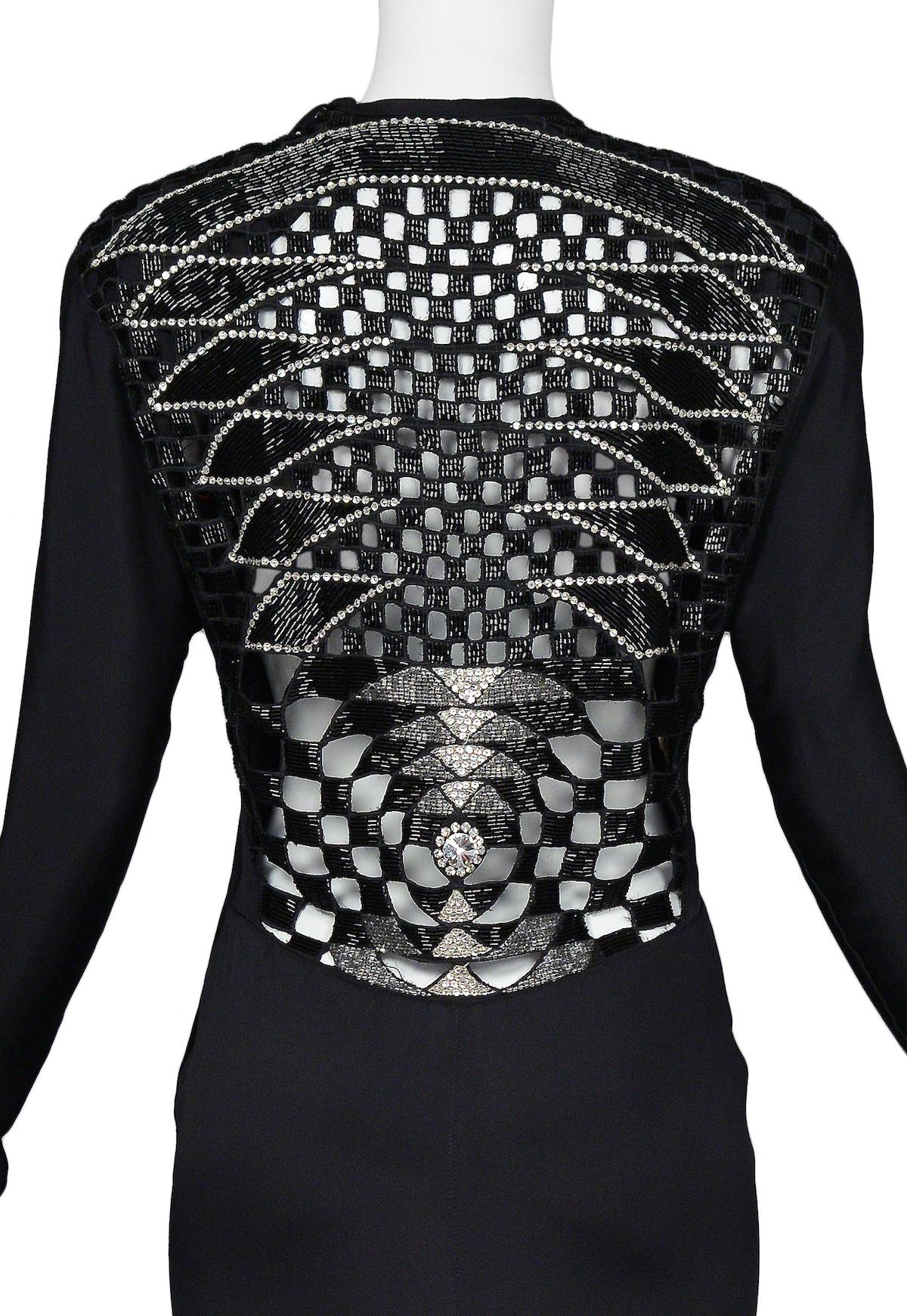 Vintage Versace Black Deco Cutout Gown 1986-87 at 1stDibs