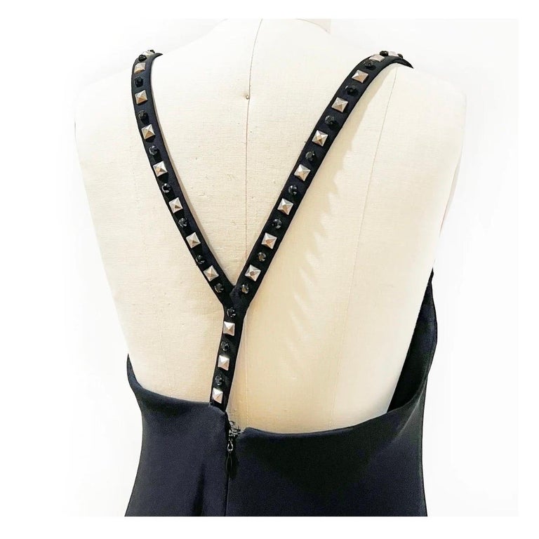 Vintage Versace Black Studded Gown Fall1998 For Sale at 1stDibs