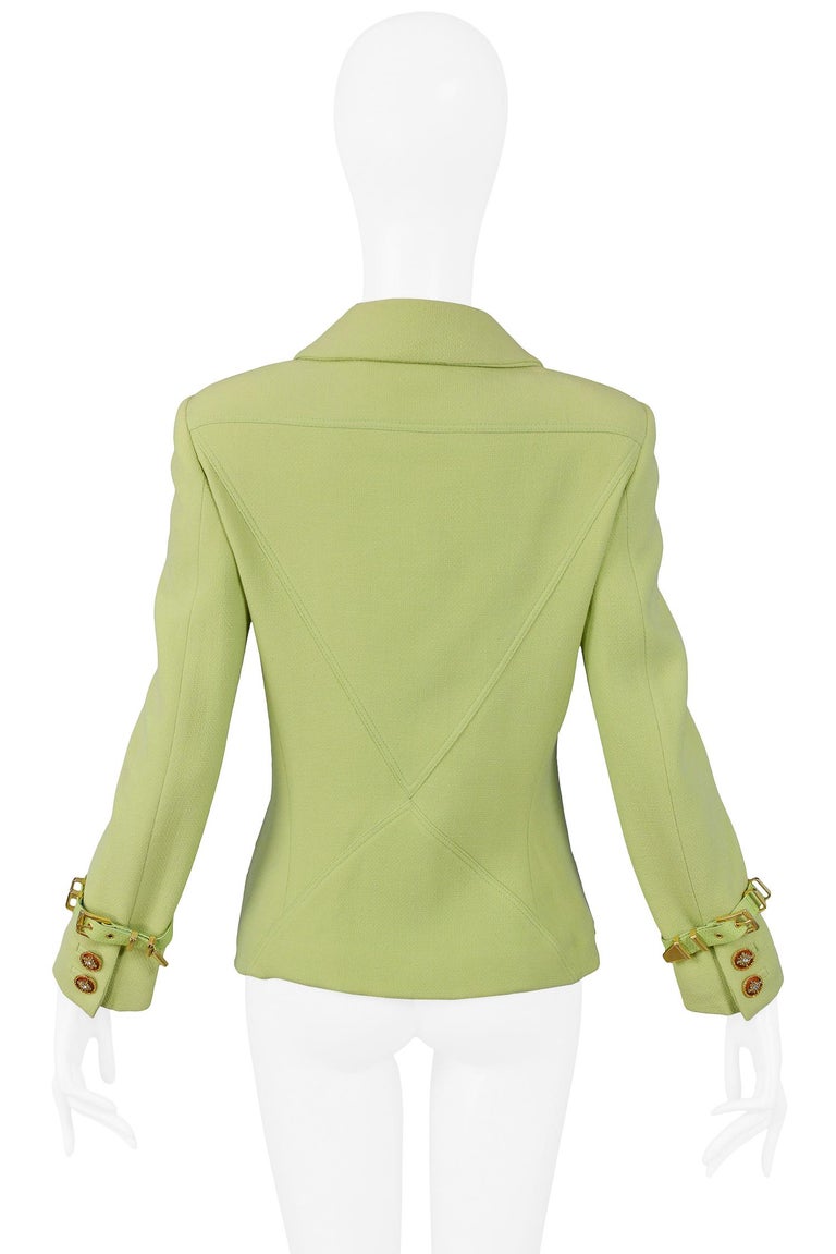 Vintage Versace Chartreuse Green Buckle Front Bondage Jacket 1992 at ...