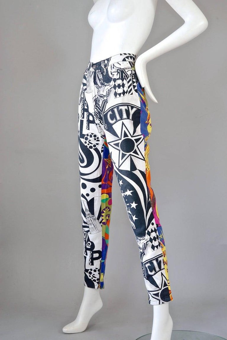 Vintage VERSACE JEANS COUTURE Manhattan New York City Graffiti Prints ...