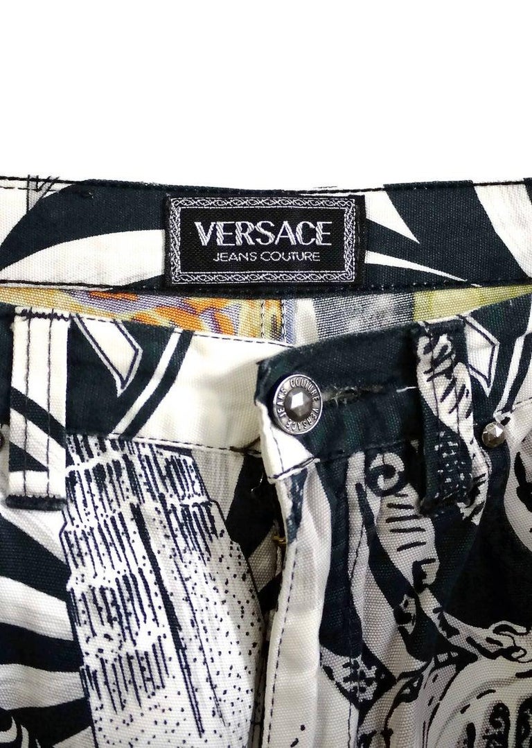 Vintage VERSACE JEANS COUTURE Manhattan New York City Graffiti Prints ...