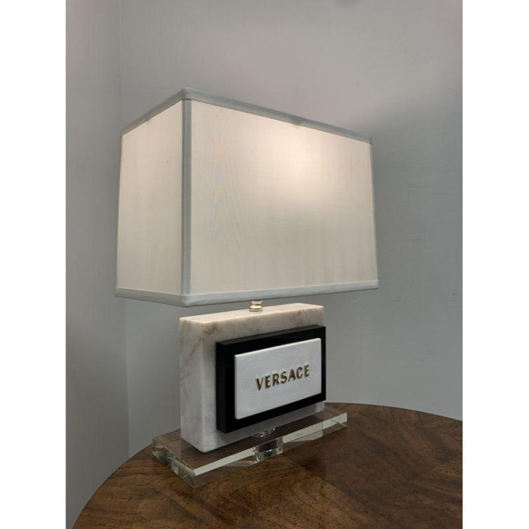 VERSACE Marble and Acrylic Table Lamp For Sale at 1stDibs