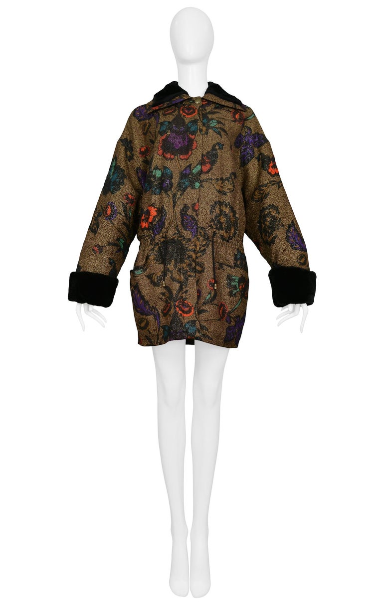 Vintage Versace Metallic Floral Coat For Sale at 1stDibs