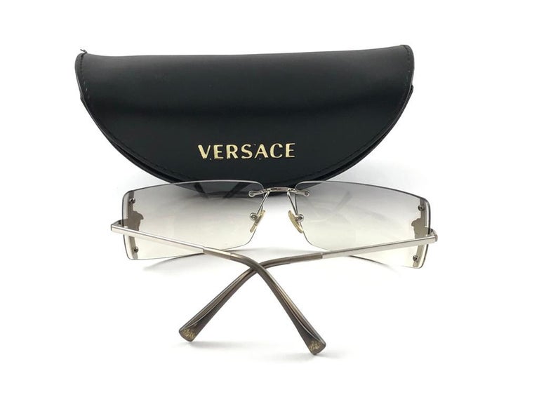 Vintage Versace Mod N29H Rimless Silver Frame Sunglasses 1990's Italy ...
