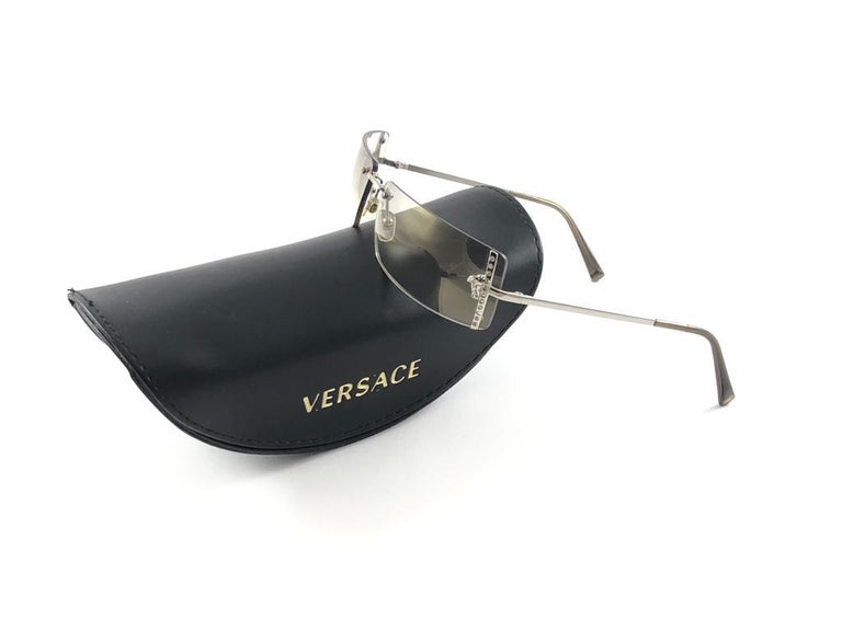 Vintage Versace Mod N29H Rimless Silver Frame Sunglasses 1990's Italy ...