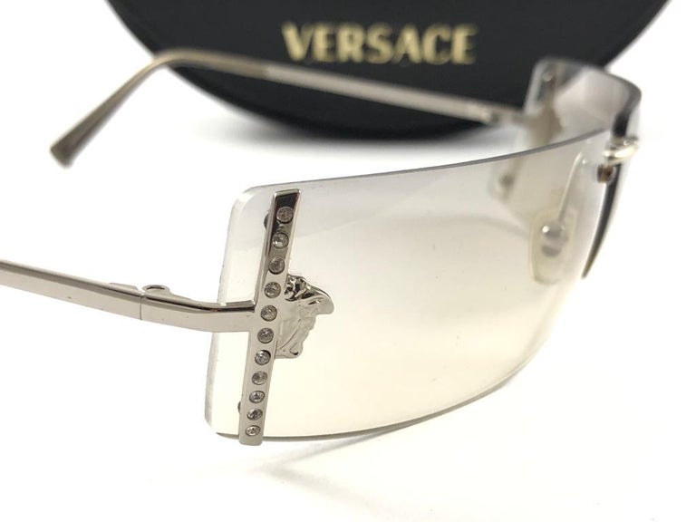 Vintage Versace Mod N29H Rimless Silver Frame Sunglasses 1990's Italy ...