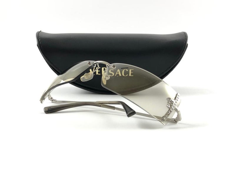 Vintage Versace Mod N29H Rimless Silver Frame Sunglasses 1990's Italy ...