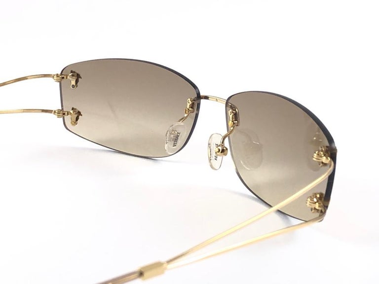 Vintage Versace Mod NP7 Rimless Gold Frame Sunglasses 1990's Made in ...