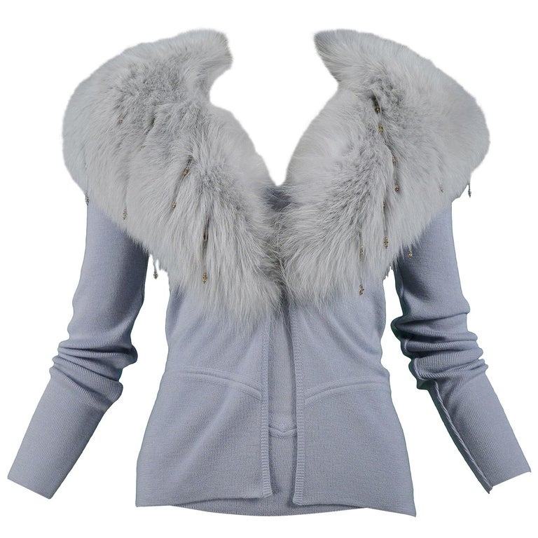 Vintage Versace Powder Blue Cardigan with Matching Camisole For Sale at ...