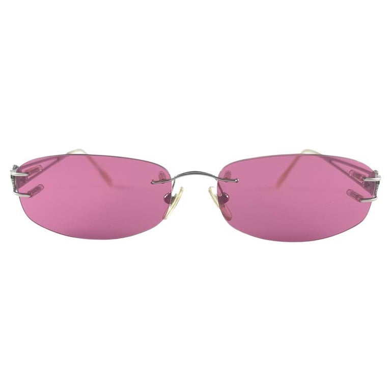Vintage Versace Rimless Candy Pink Lenses Frame Sunglasses 1990's Made ...