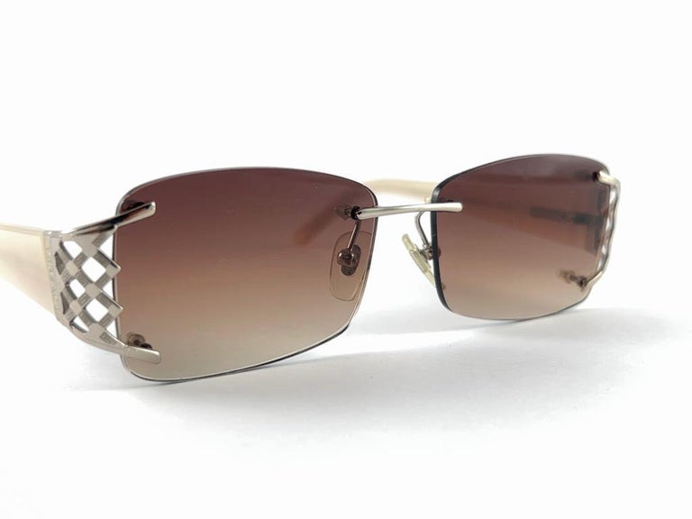 Vintage Versace Rimless Silver Gradient Frame Sunglasses 1990 Made in ...