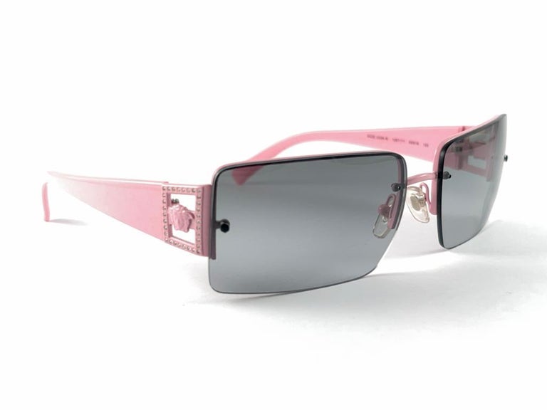 Vintage Versace Semi Rimless Rose Frame Sunglasses 1990 Made in Italy ...