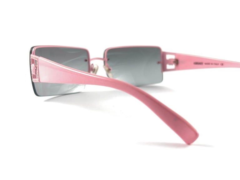 Vintage Versace Semi Rimless Rose Frame Sunglasses 1990 Made in Italy ...