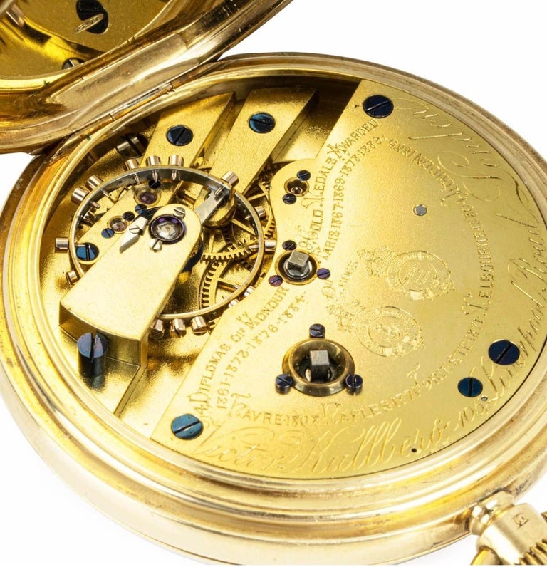 Vintage Victor Kullberg Yellow Gold Open Face Pocket Watch For Sale at ...