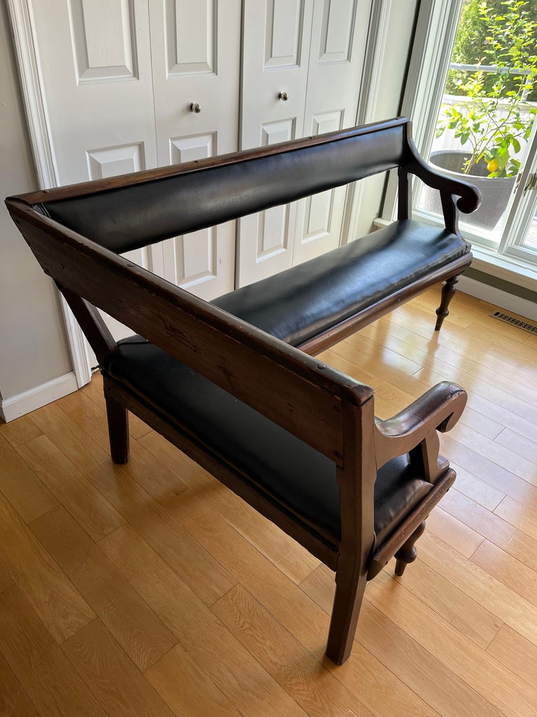 Vintage Leather Banquette/Bench, Early 1900s For Sale at 1stDibs