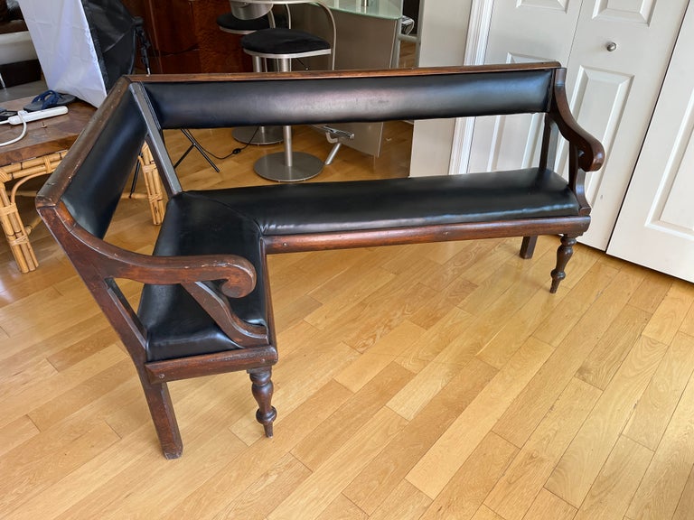 Vintage Leather Banquette/Bench, Early 1900s For Sale at 1stDibs