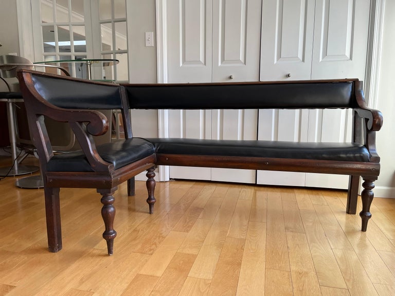 Vintage Leather Banquette/Bench, Early 1900s For Sale at 1stDibs