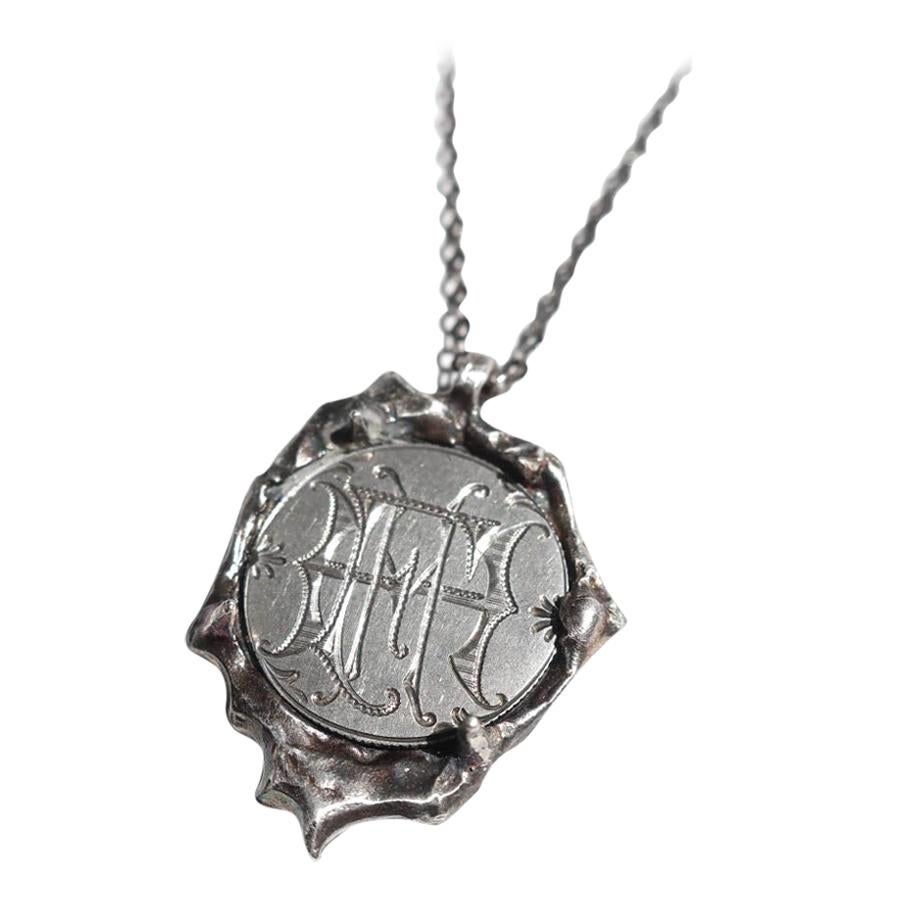 Vintage Victorian Love Token Wax Seal Coin Pendant in Sterling Silver ...