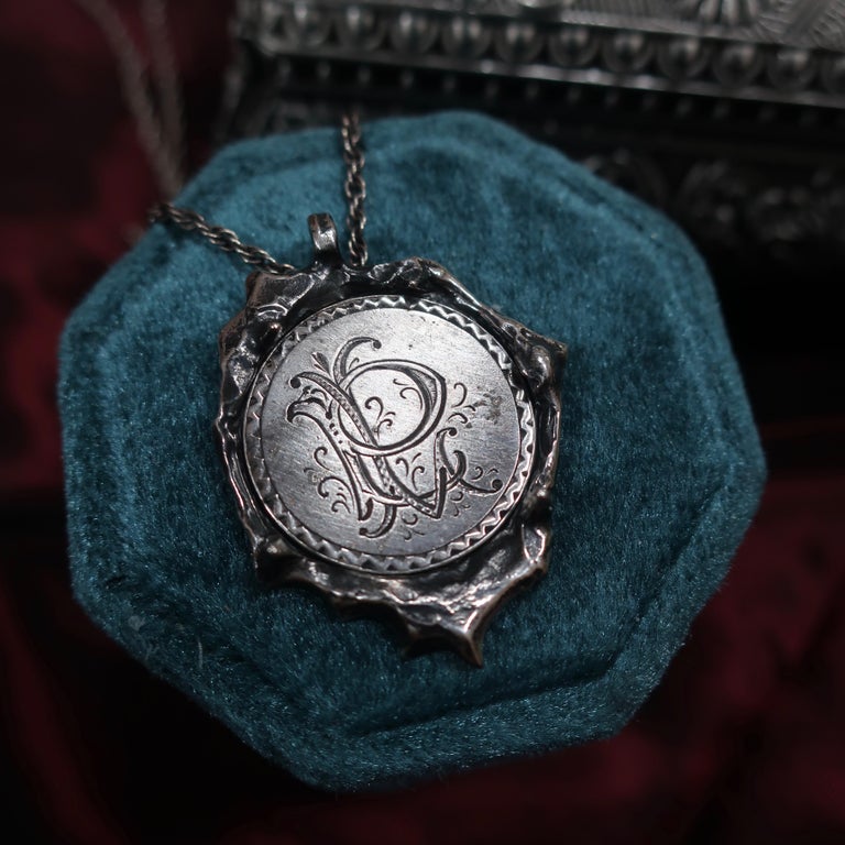 Vintage Victorian Love Token Wax Seal Coin Pendant in Sterling Silver ...