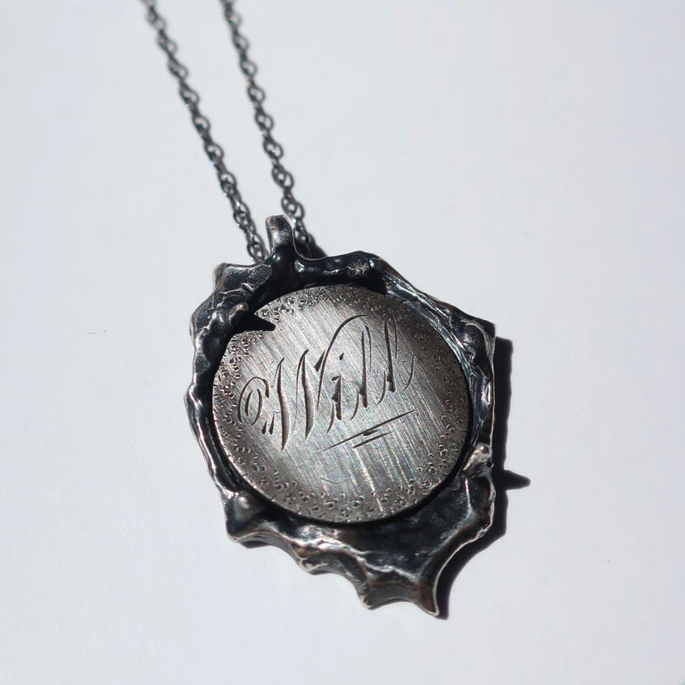 Vintage Victorian Love Token Wax Seal Coin Pendant in Sterling Silver ...