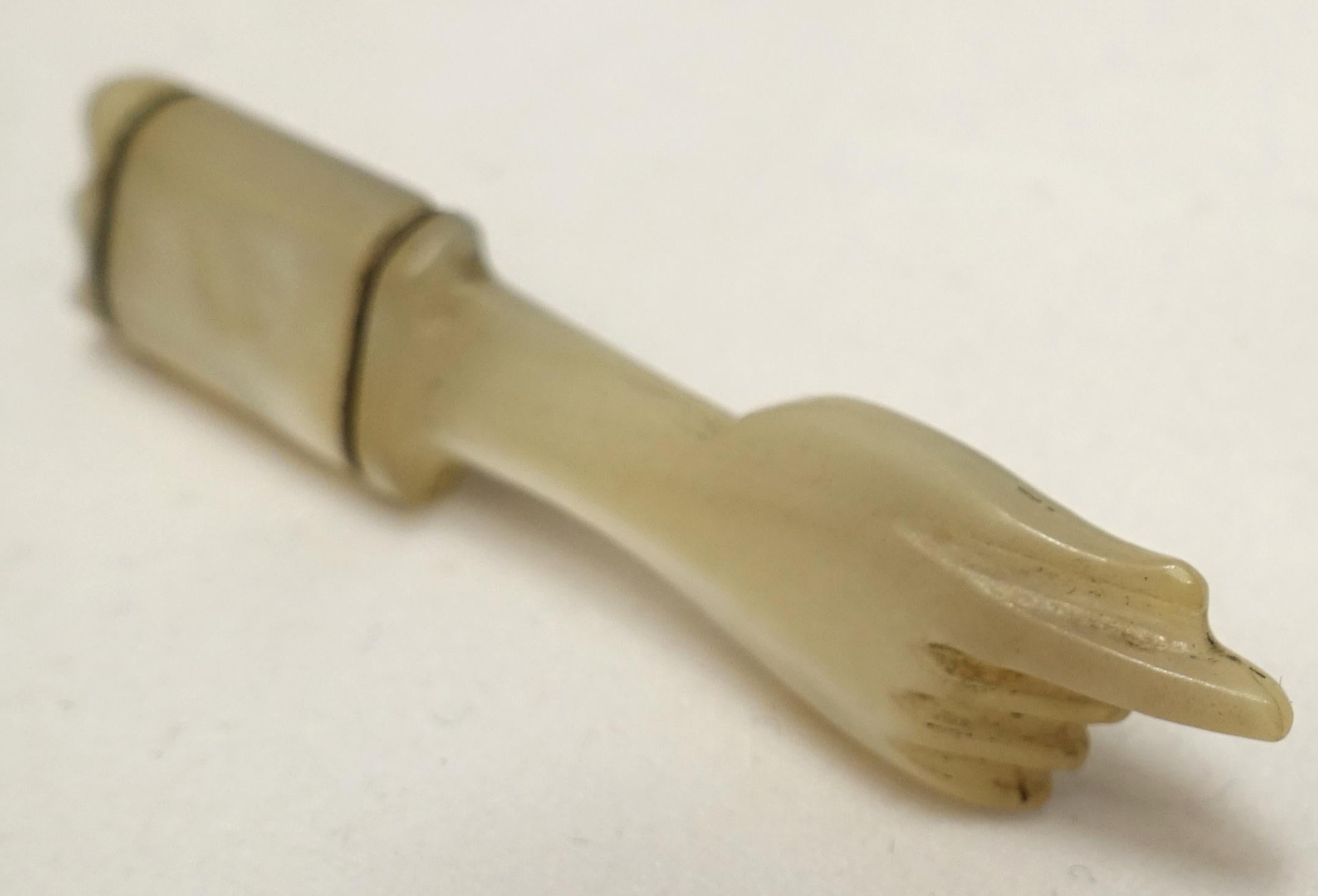 Vintage Victorian Mother of Pearl Pointing Hand Brooch For Sale at ...