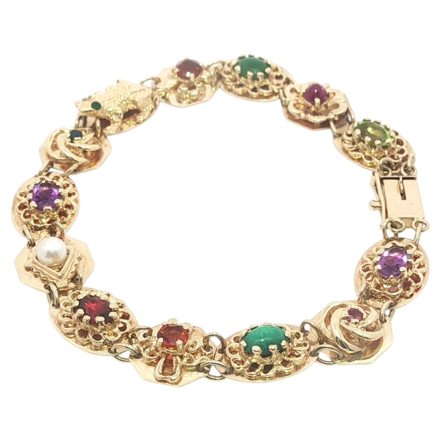 Vintage Retro Slide Bracelet 14 Karat Yellow Gold circa 1940 For Sale ...