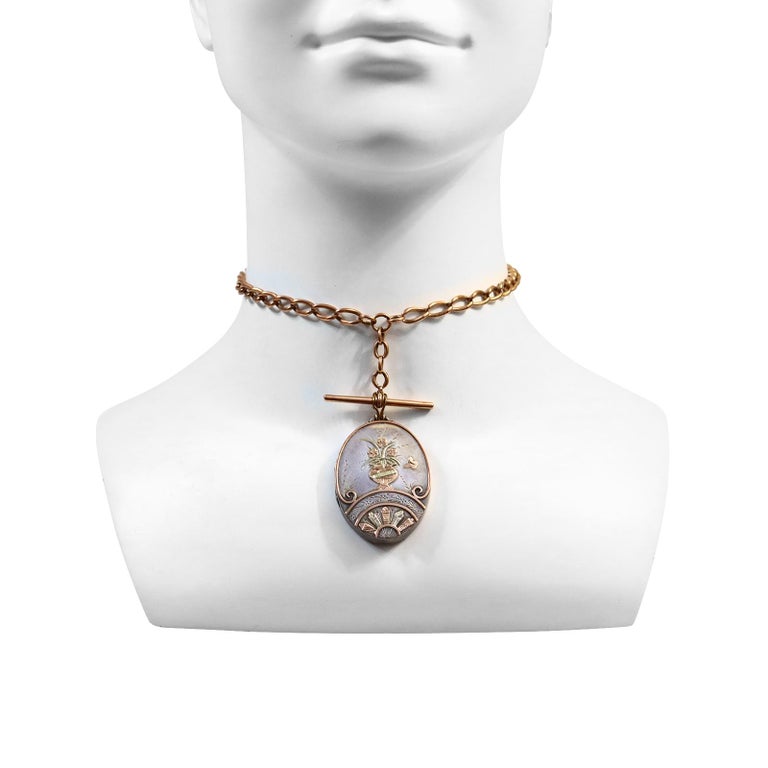 Vintage Victorian Silver and Copper Locket with Copper Link Chain Circa ...