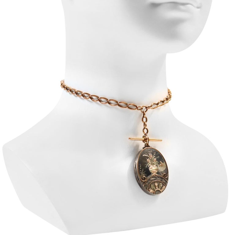 Vintage Victorian Silver and Copper Locket with Copper Link Chain Circa ...