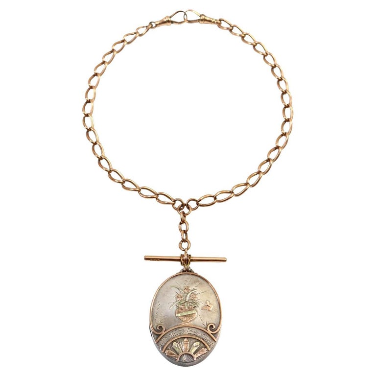 Vintage Victorian Silver and Copper Locket with Copper Link Chain Circa ...