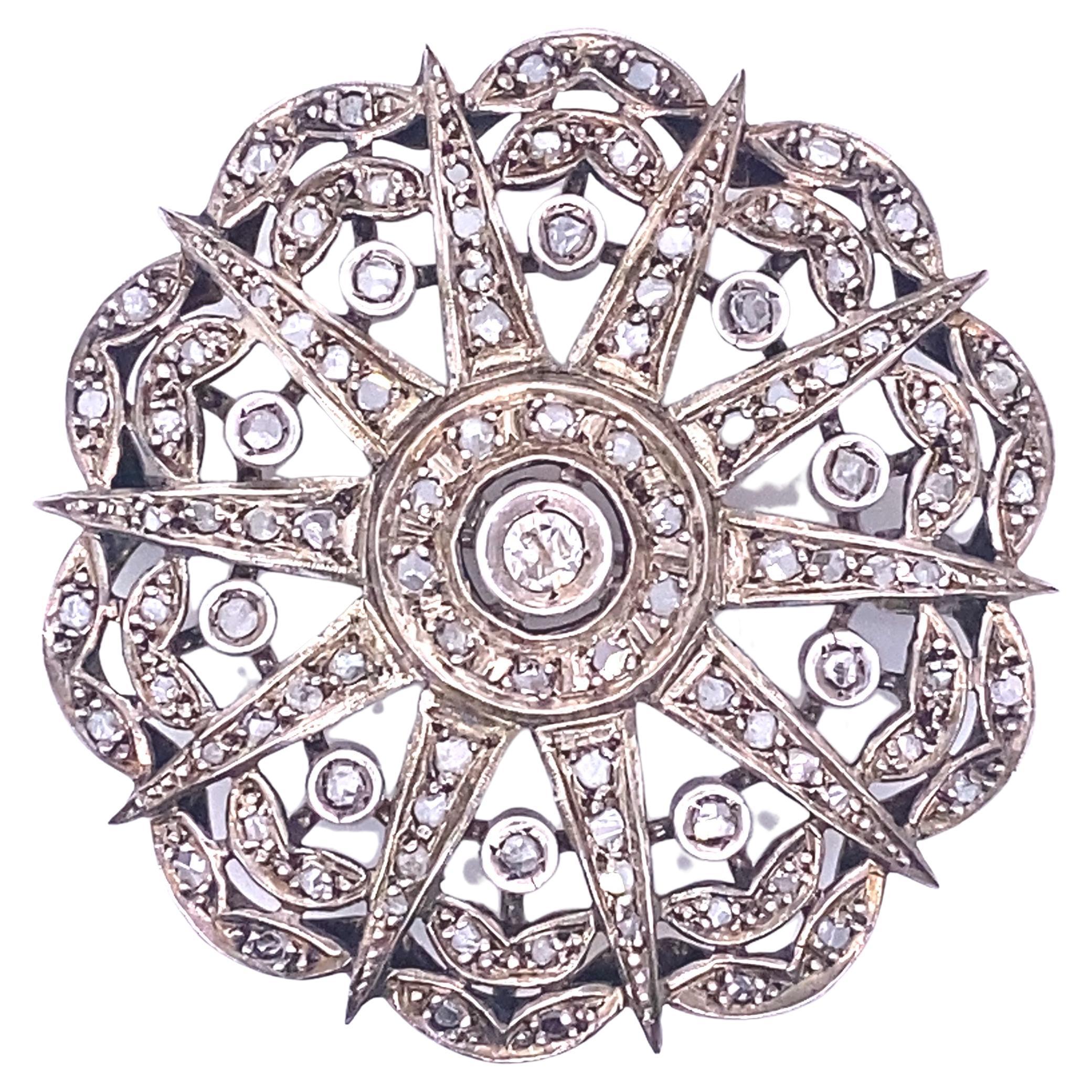 Rose Cut Diamond Trident Brooch at 1stDibs