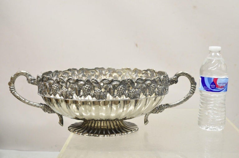 Vintage Victorian Style Grapevine Silver Plated Oval Twin Handle Fruit ...