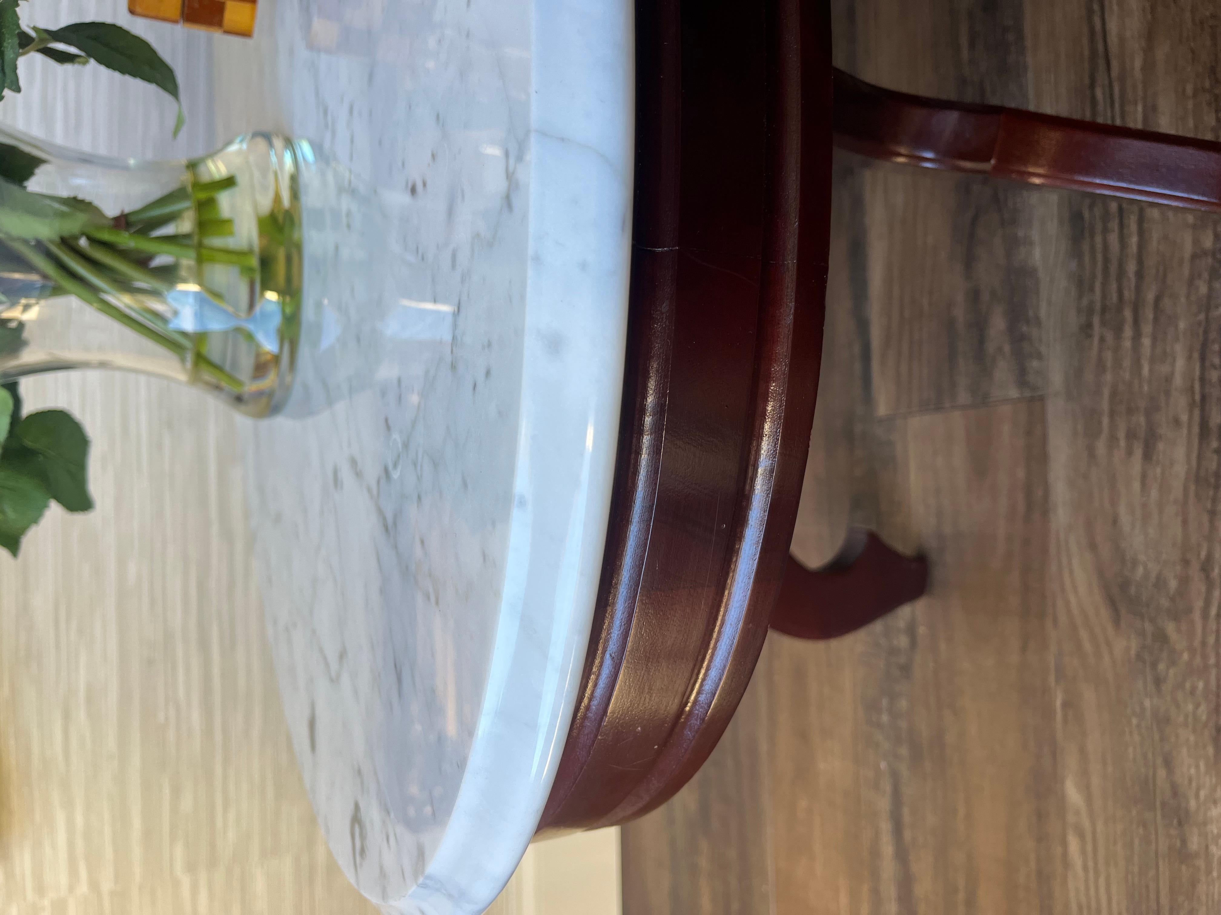 Vintage Victorian Style Italian Marble Top Mahogany Carved Cocktail ...