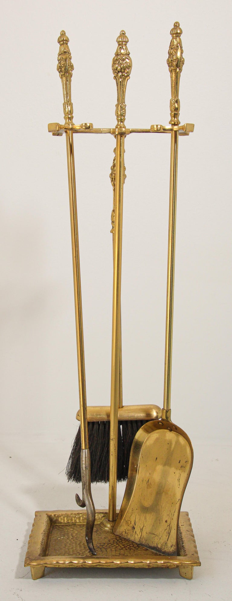 Vintage Victorian Style Polished Brass Fireplace Tools at 1stDibs