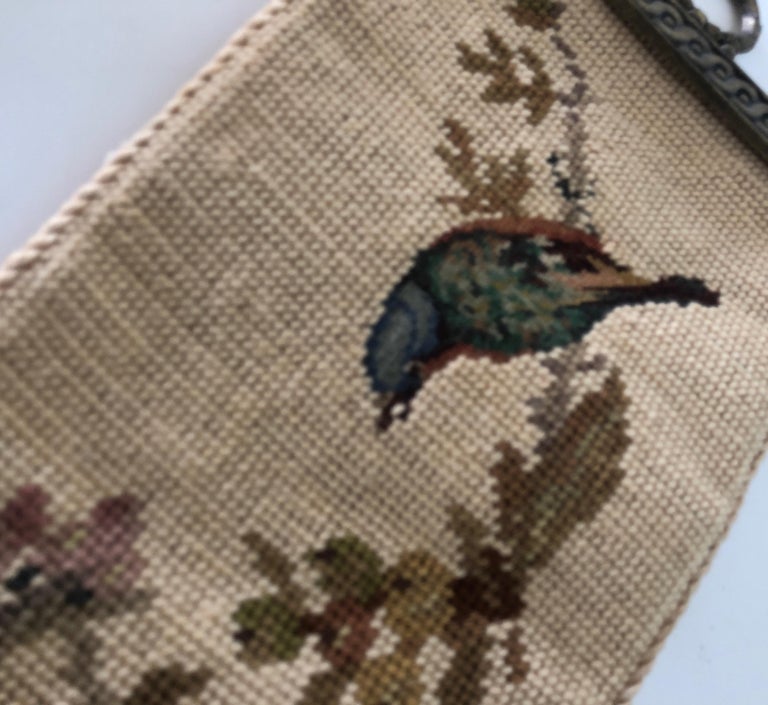 Vintage Victorian Style Tapestry Bell Pull with Antique Brass Holders ...