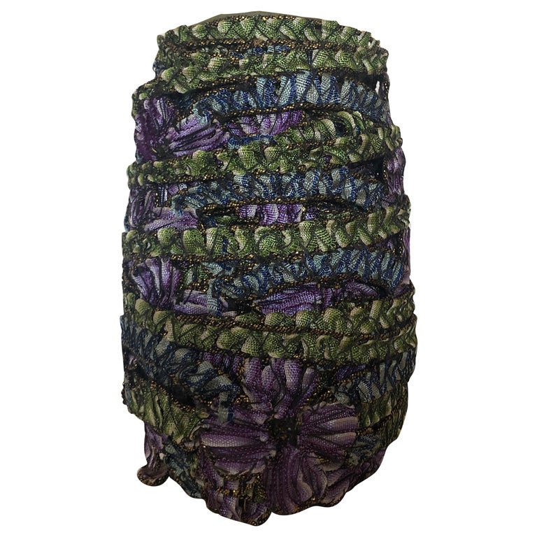 Vintage Victorian Style Woven Green and Purple Metallic Threads and ...