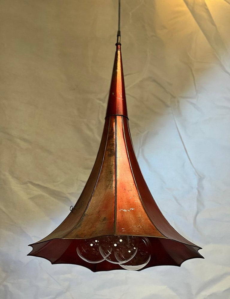 Vintage Victrola Horn Pendant Light Fixture For Sale at 1stDibs