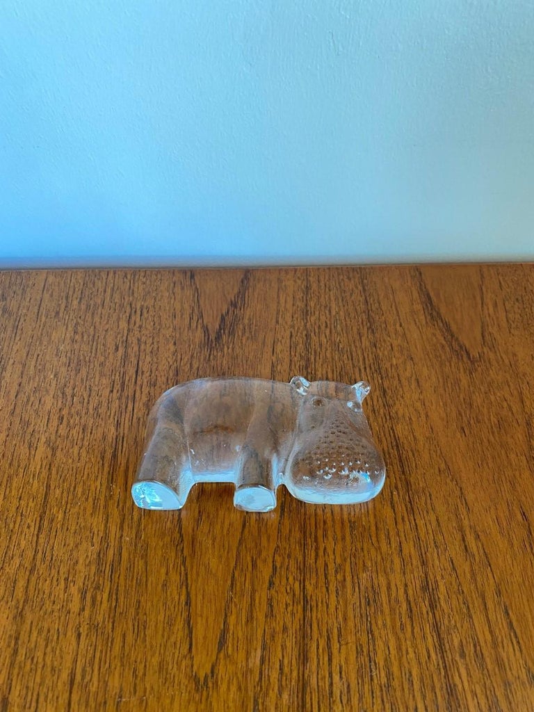 Vintage Viking Glass Hippopotamus Figure Paperweight For Sale at ...