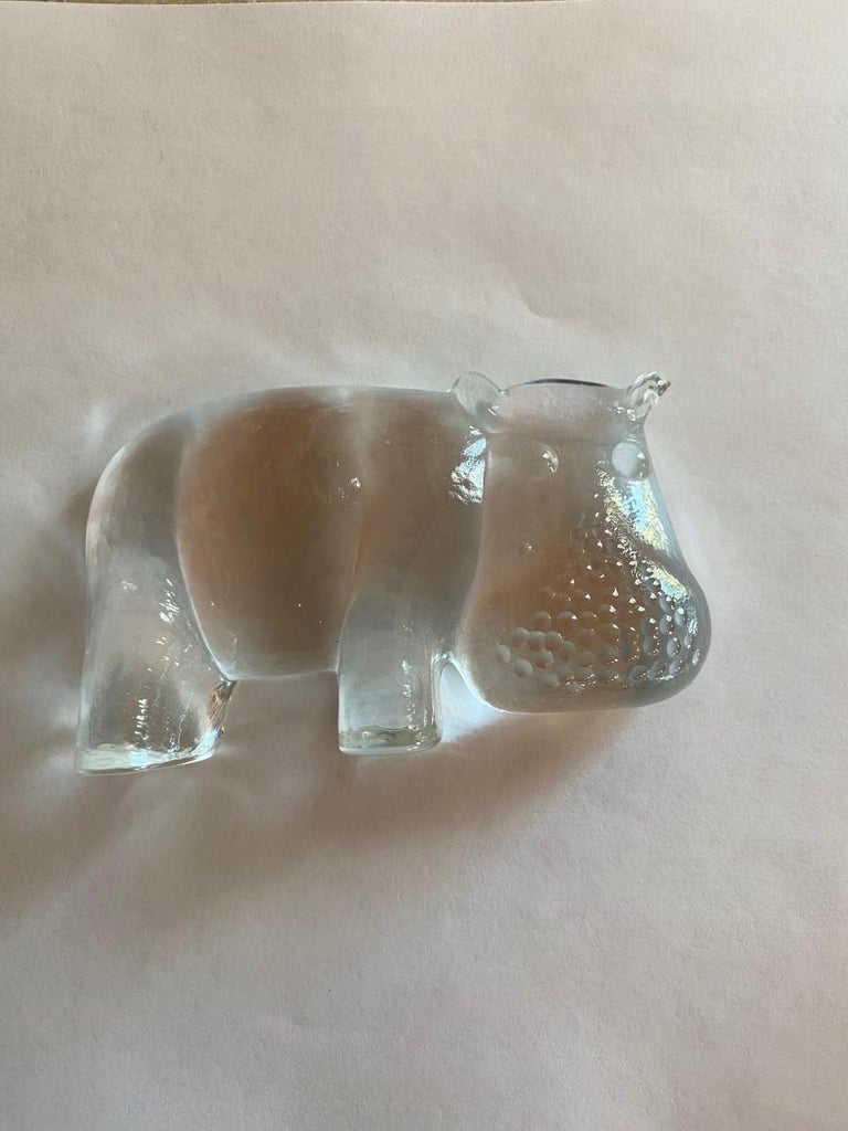 Vintage Viking Glass Hippopotamus Figure Paperweight For Sale at ...
