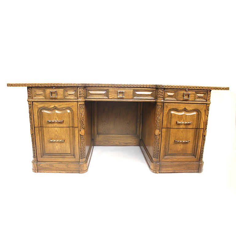 Vintage Viking Oak Executive Desk with Matching Chair by Romweber at ...