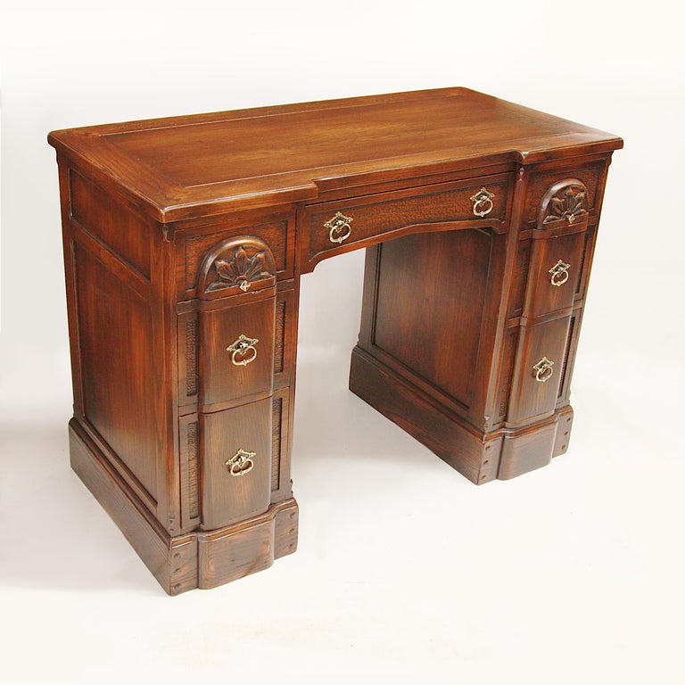 Vintage Viking Oak Kneehole Writing Desk with Matching Chair by ...