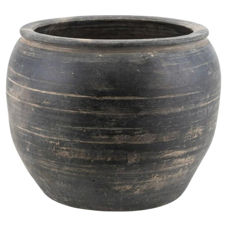 Vintage Gray Jar with Handles For Sale at 1stDibs